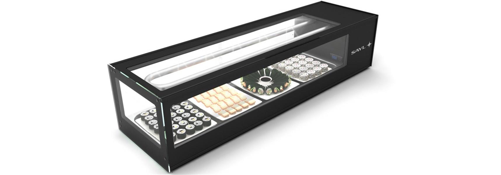 Expositor de balcão refrigerado LOGIC com tabuleiros para sushi