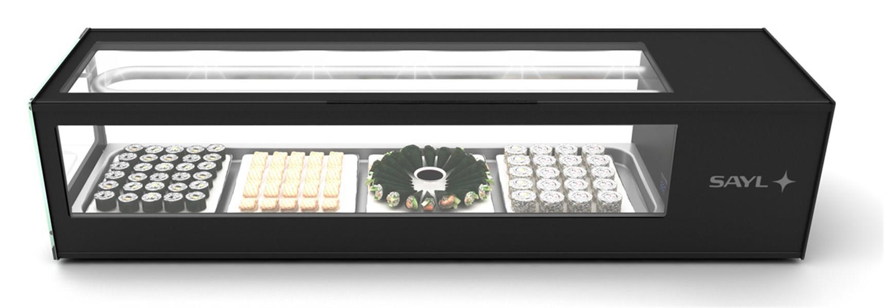 Expositor de balcão refrigerado LOGIC com tabuleiros para sushi
